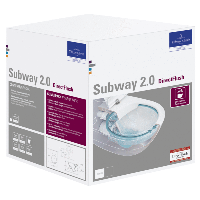 Villeroy & Boch Subway 2.0 Combipack 5614R2R1 white, CeramicPlus ...