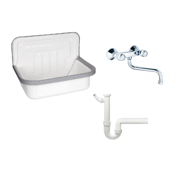 Alape Stahlausgussbecken Set mit Ideal Standard Armatur und Siphon ...