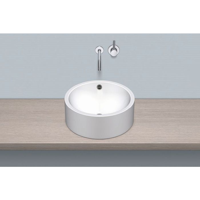 Alape Aufsatz-Waschtisch AB.K450.2 Ø 45 cm, we, o. HL, m. ÜL, Höhe 170 mm