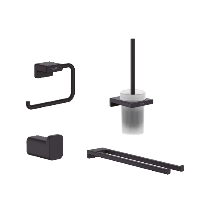 hansgrohe AddStoris Bad Accessoires Set schwarz matt, Handtuchhalter ...