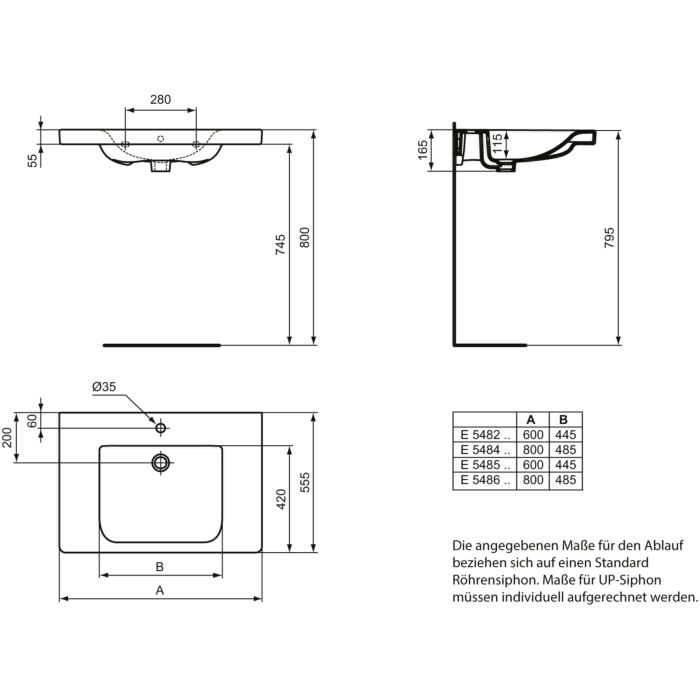 Ideal Standard Connect Freedom washbasin E548601 wheelchair accessible ...