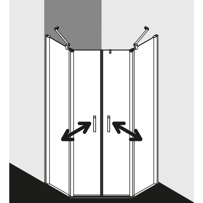 Kermi Pega pentagonal shower cubicle PEF4509018VUK 90x90x185cm, silver ...