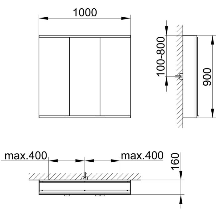 Keuco Royal Modular 2.0 mirror 800311101100000 1000 x 900 x 160 mm ...