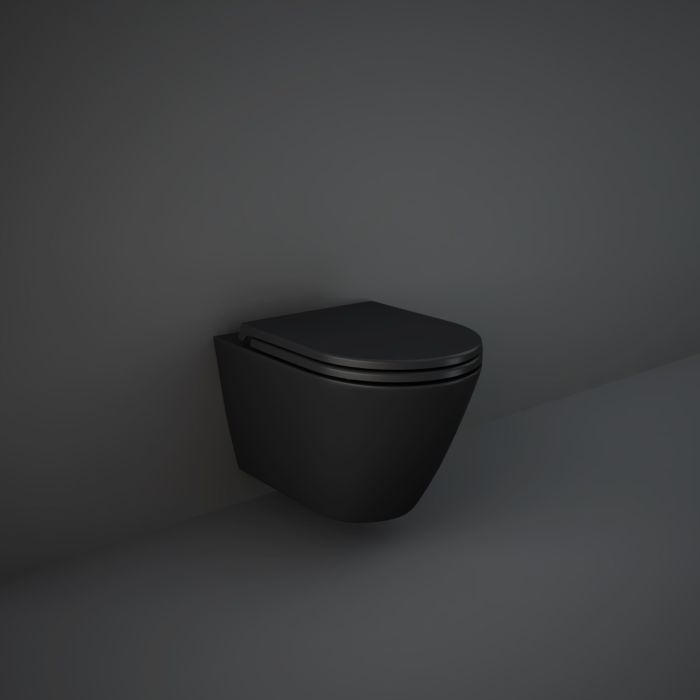 RAK Feeling WC Set mit WC-Sitz spülrandlos, schwarz matt