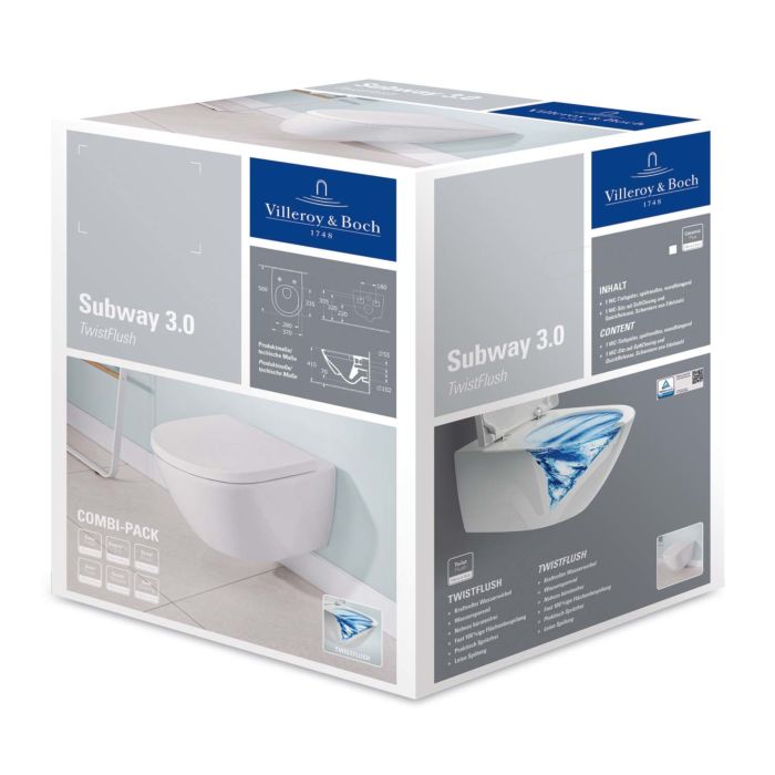 Villeroy and Boch Subway 3.0 Combi pack Compact WC 4670TS01 TwistFlush ...
